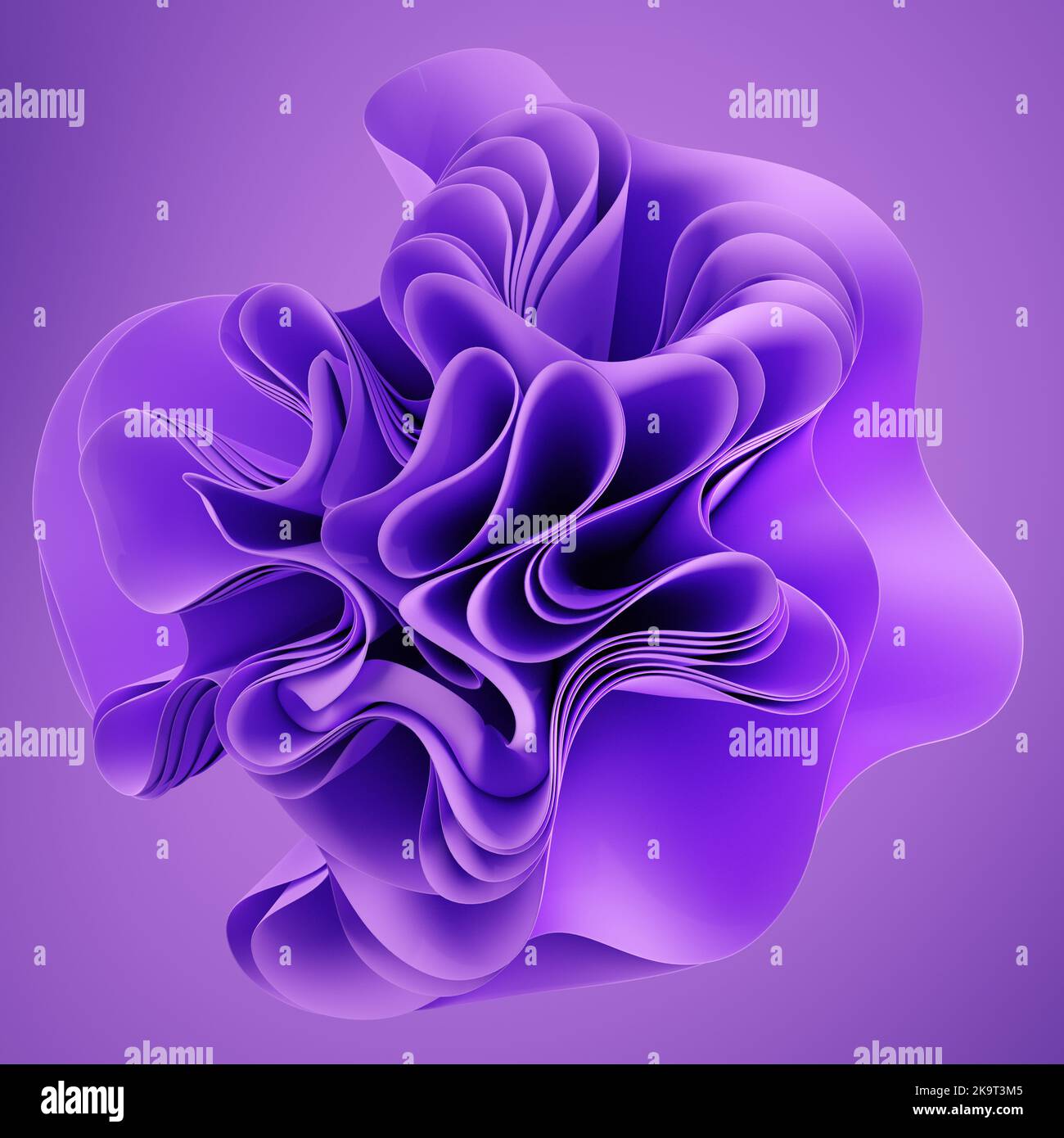 3d abstract layered background. Flower shape. Violet wavy textile for ...