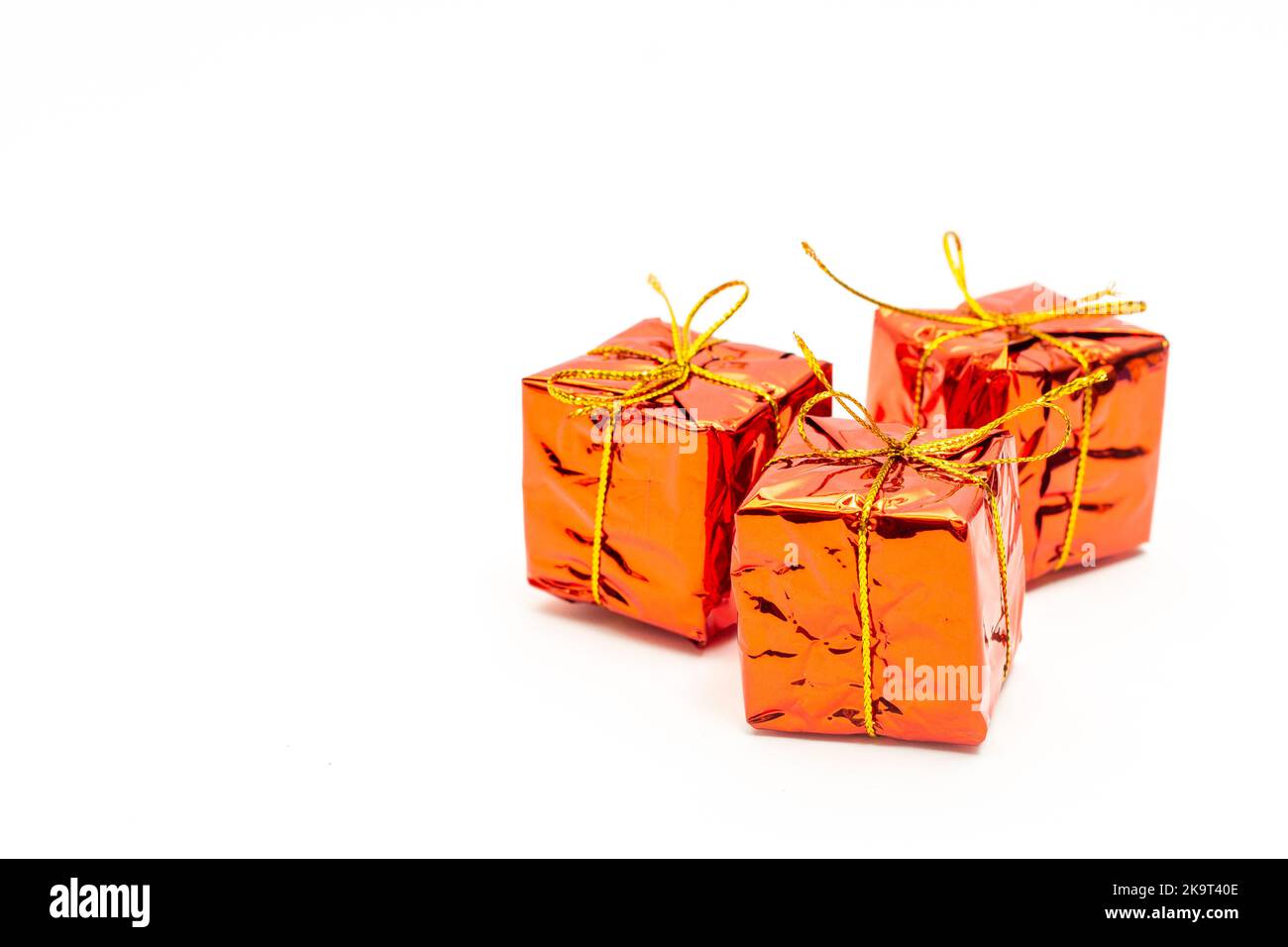 Decoration christmas concept, Orange gift boxes isolated on white ...