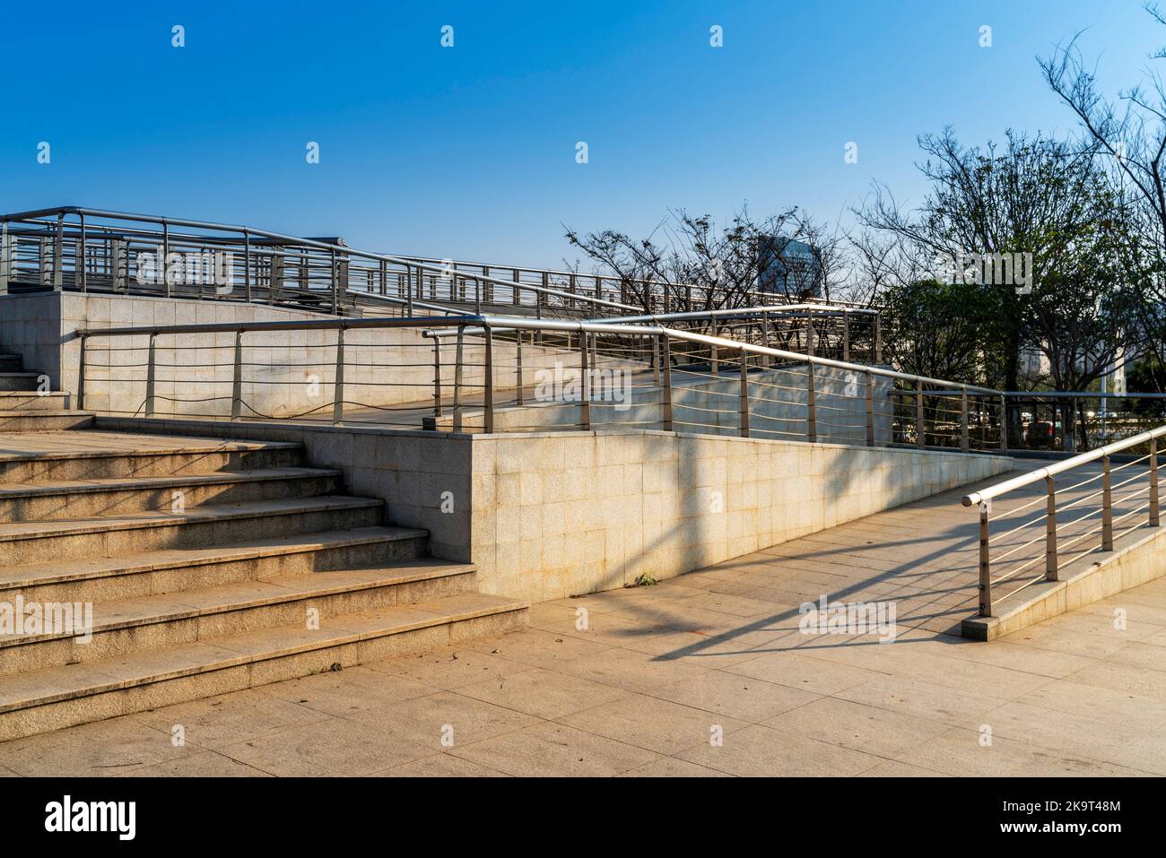 A wheelchair ramp, an inclined plane installed in addition to or ...