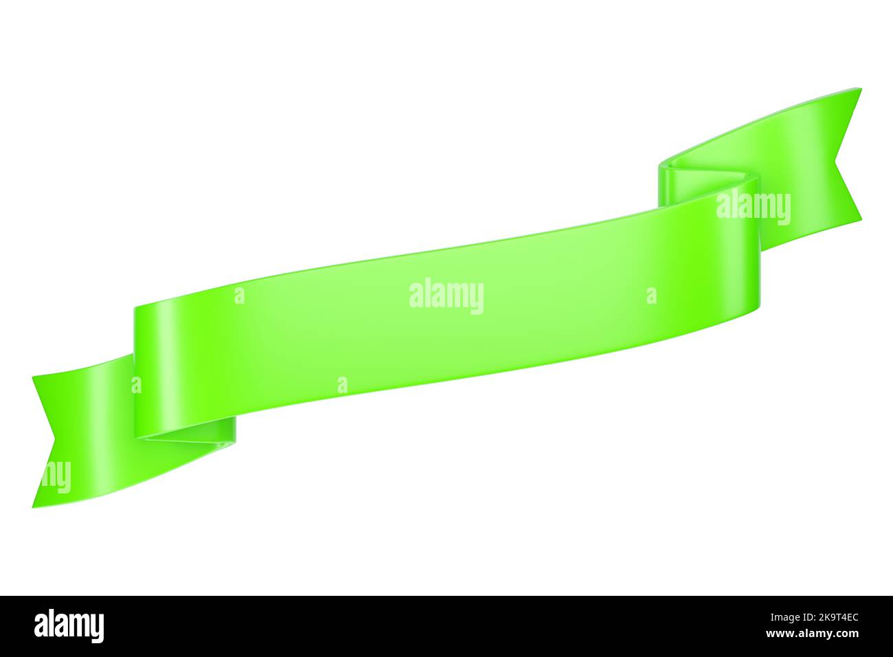 3d label ribbon. Glossy green blank plastic banner for advertisment ...