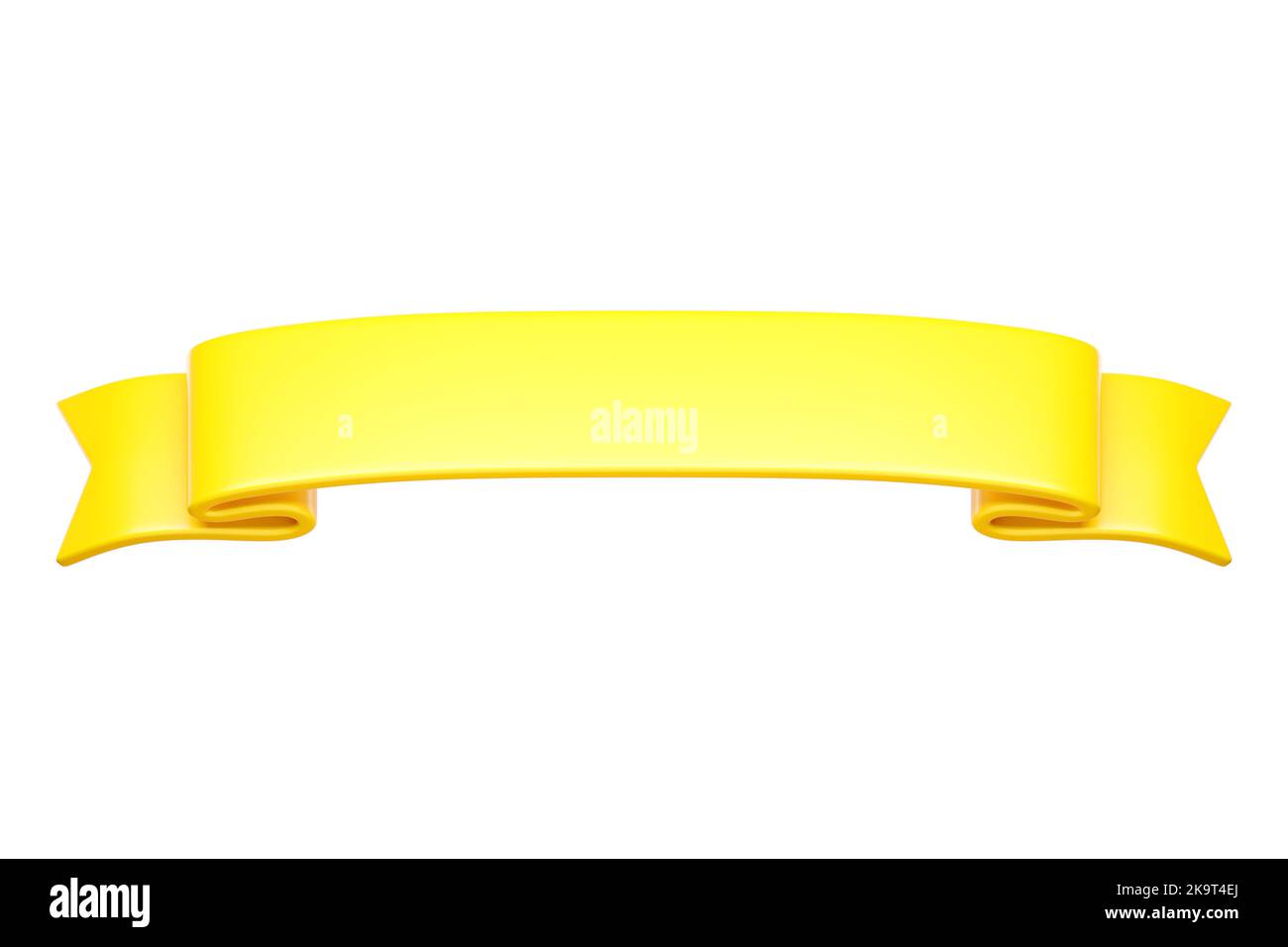 3d label ribbon. Glossy yellow blank plastic banner for advertisment ...