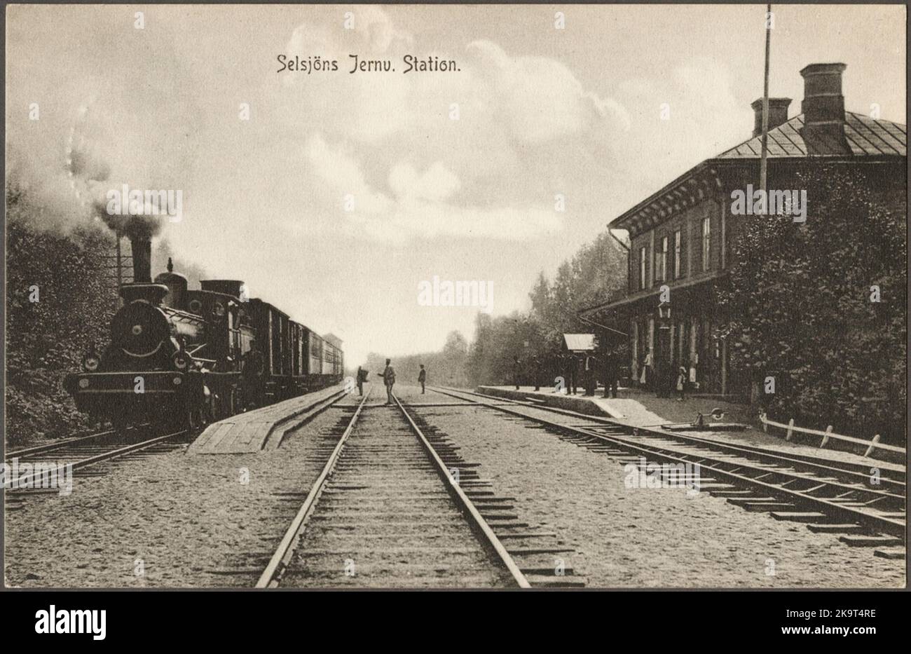 View on station area and yard by train Stock Photo - Alamy