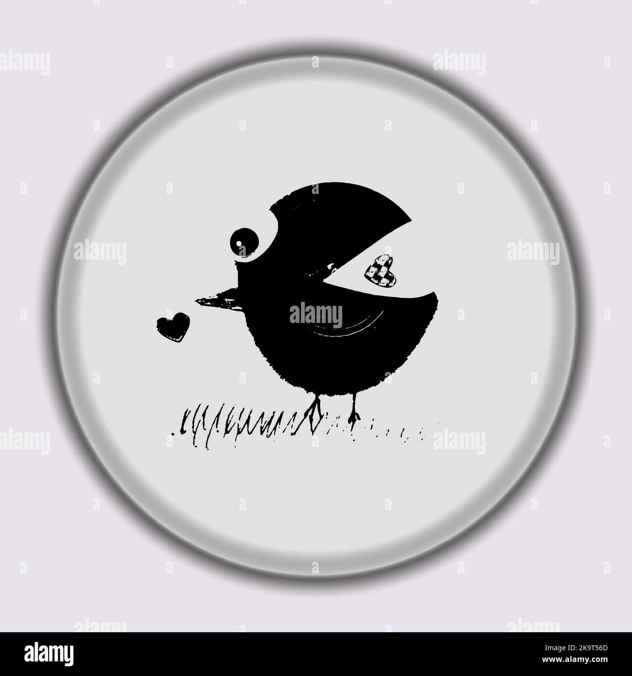 Decorative design with stylized birds and hearts. Vector illustration ...