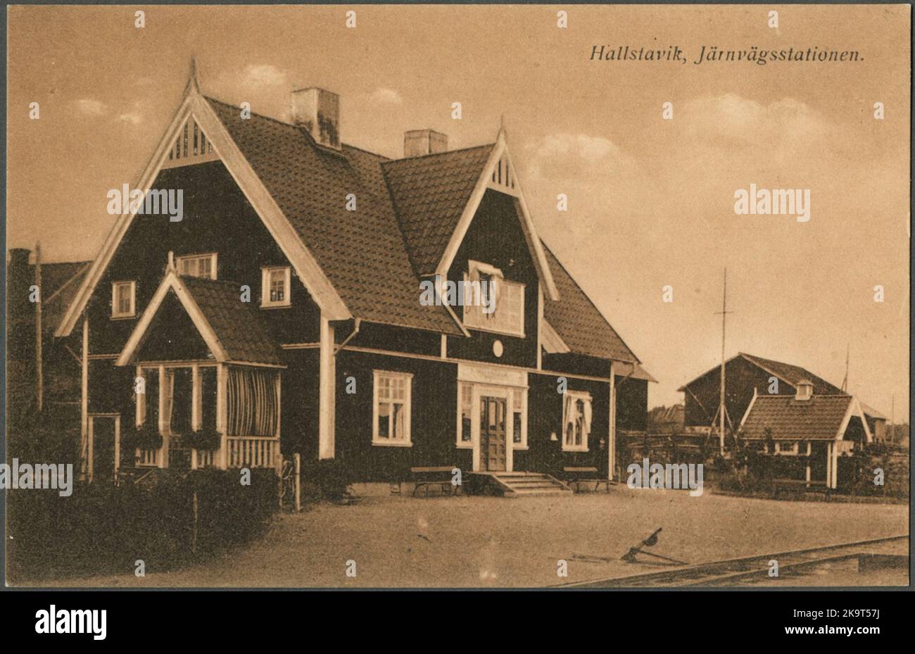 The railway station in Hallstavik Stock Photo - Alamy