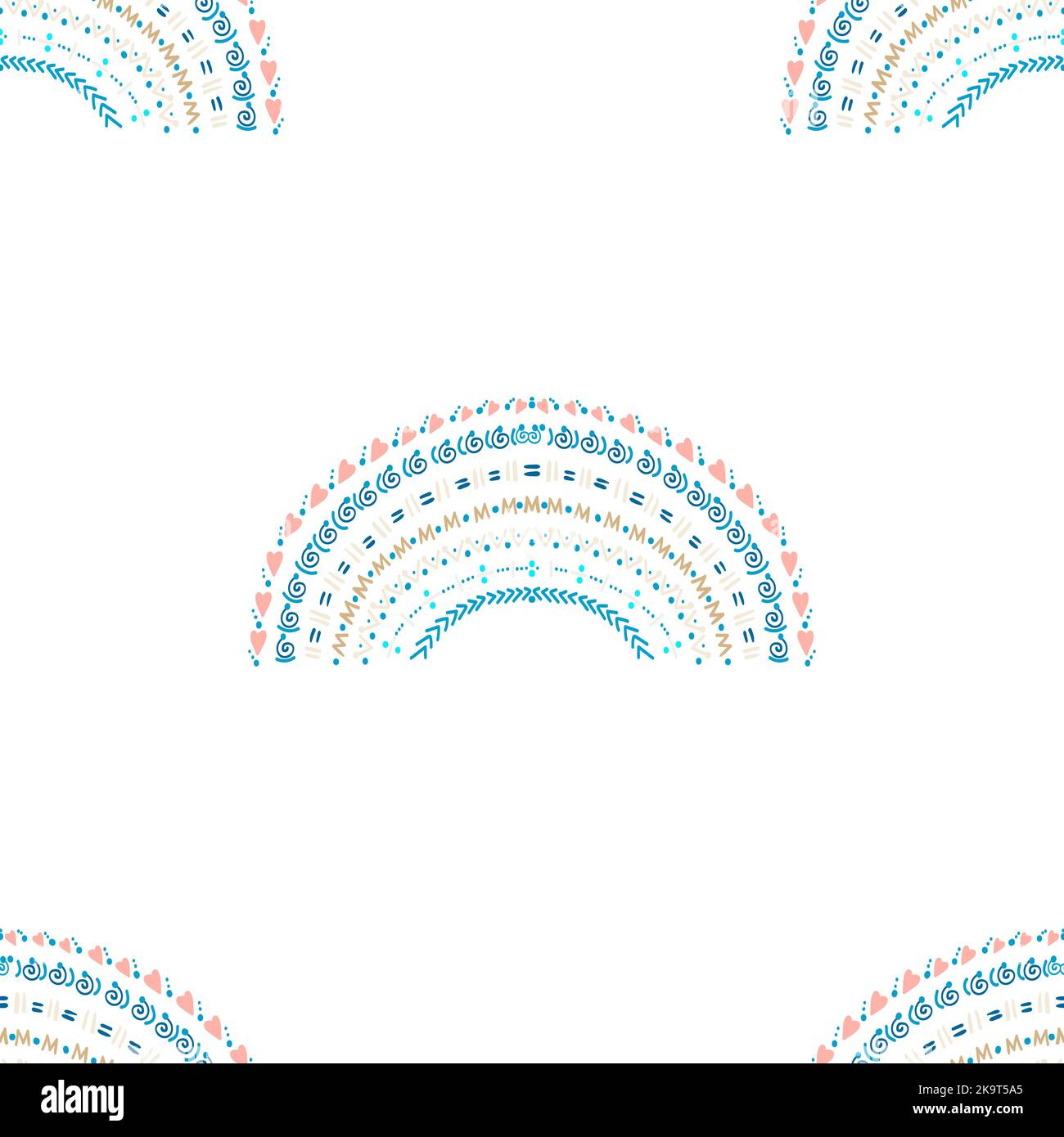 Vector seamless pattern of the doodle rainbows. Decorative colorful ...