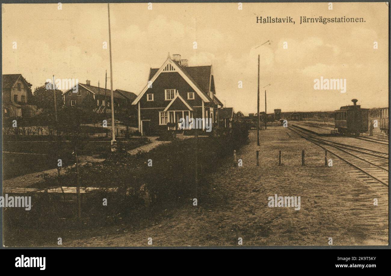 The railway station in Hallstavik Stock Photo - Alamy