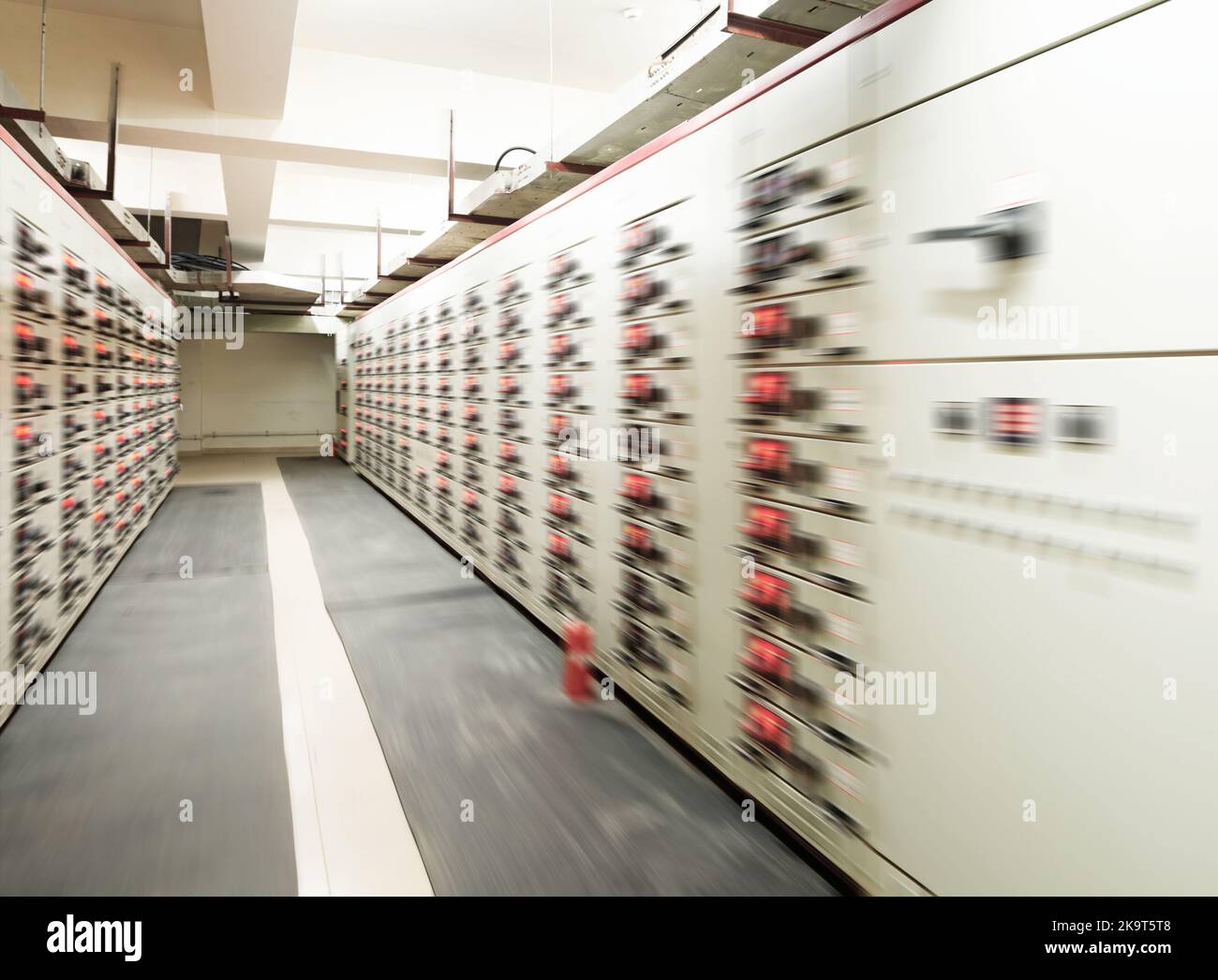 Electrical energy distribution substation in a power plant Stock Photo ...