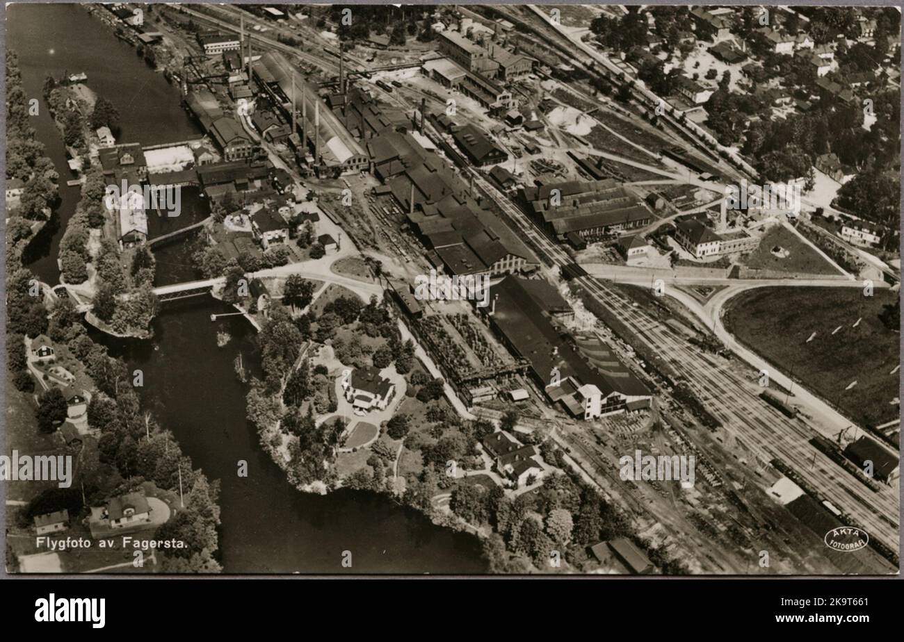 Aerial photo over Fagersta ironworks and Strömsholm's channel Stock ...
