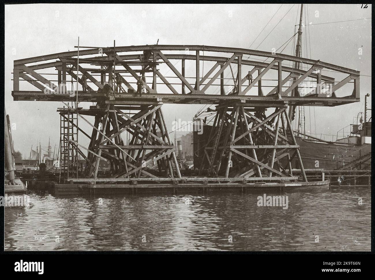 Turning bridge over the Göta River on the line between Gothenburg and ...