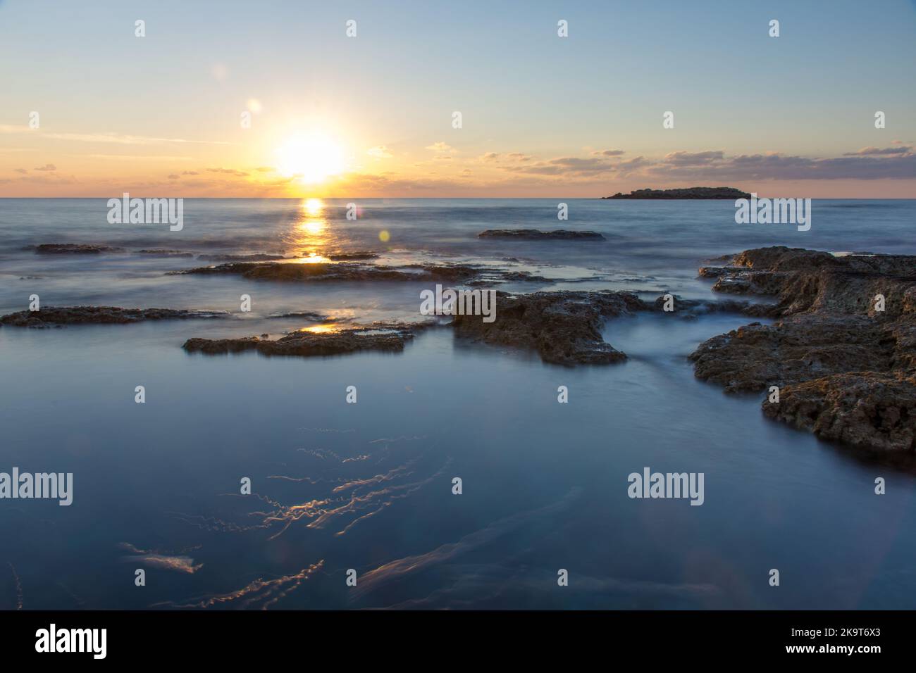 Long exposure sunset over the Mediterranean Sea Stock Photo - Alamy