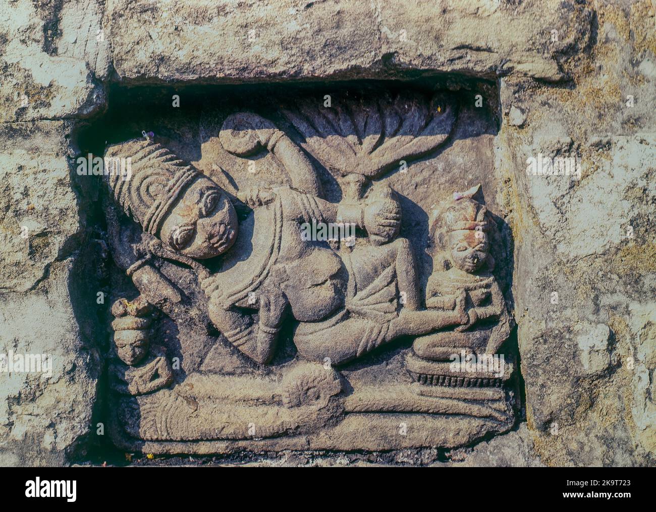 Relief Carving of Sheshshahi Vishnu on the wall of Baijnath Temple ...