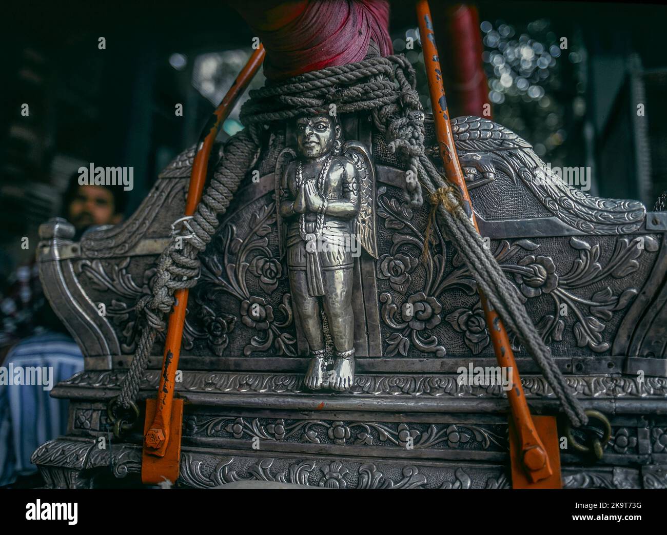 Garuda Hindu religious symbol idol in silver on Palkhi at Alandi Stock ...