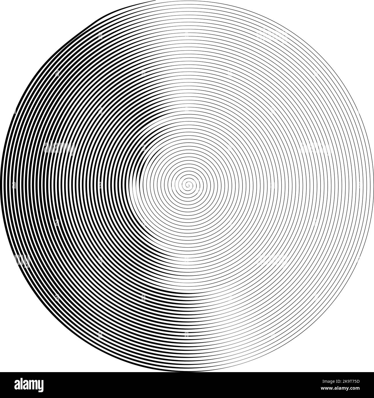 Abstract background in circle of black and white concentric stripes ...