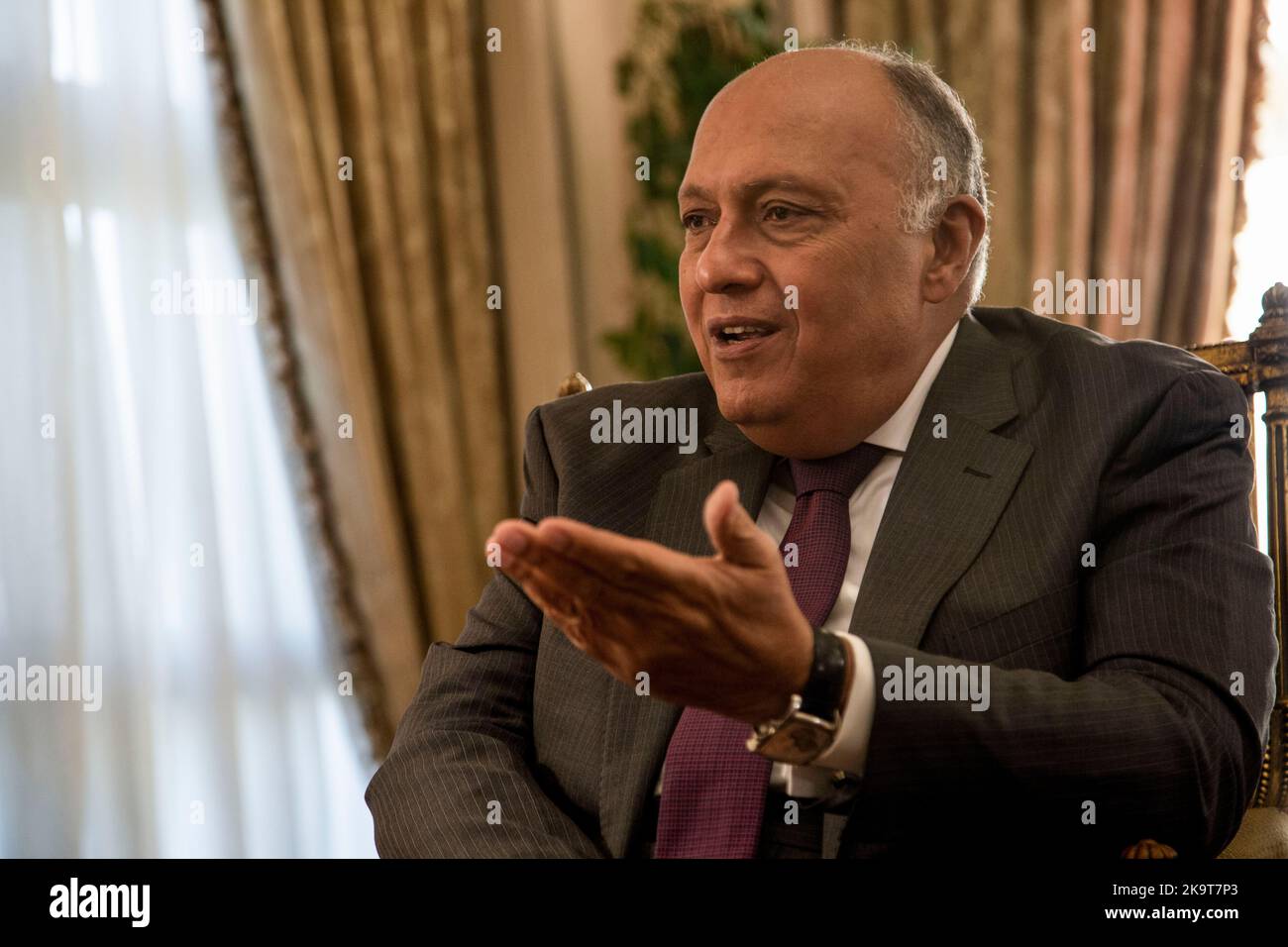 Cairo, Egypt. 19th Oct, 2022. Egyptian Foreign Minister Sameh Shoukry ...