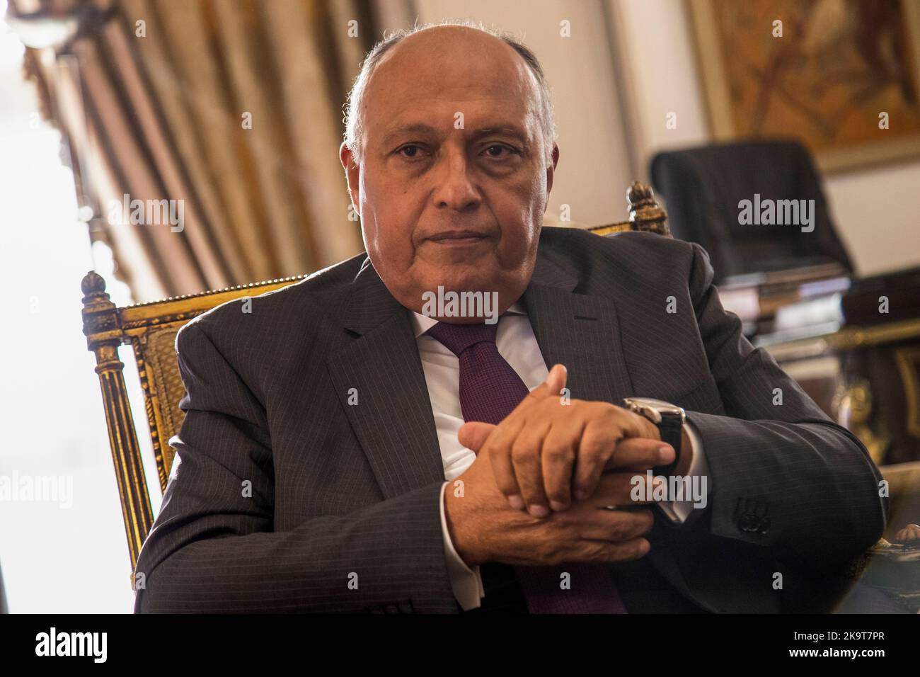 Cairo, Egypt. 19th Oct, 2022. Egyptian Foreign Minister Sameh Shoukry ...