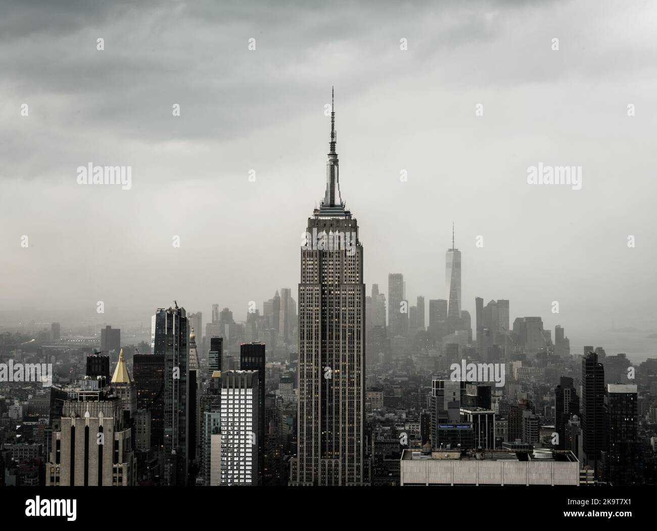 Monochrome view of downtown New York in classic noir style Stock Photo ...