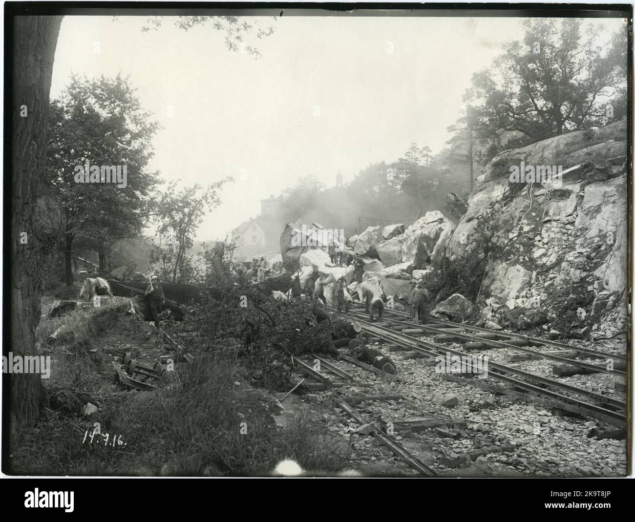 After a large blast of 400 cubic meters away at Tomteboda Stock Photo ...