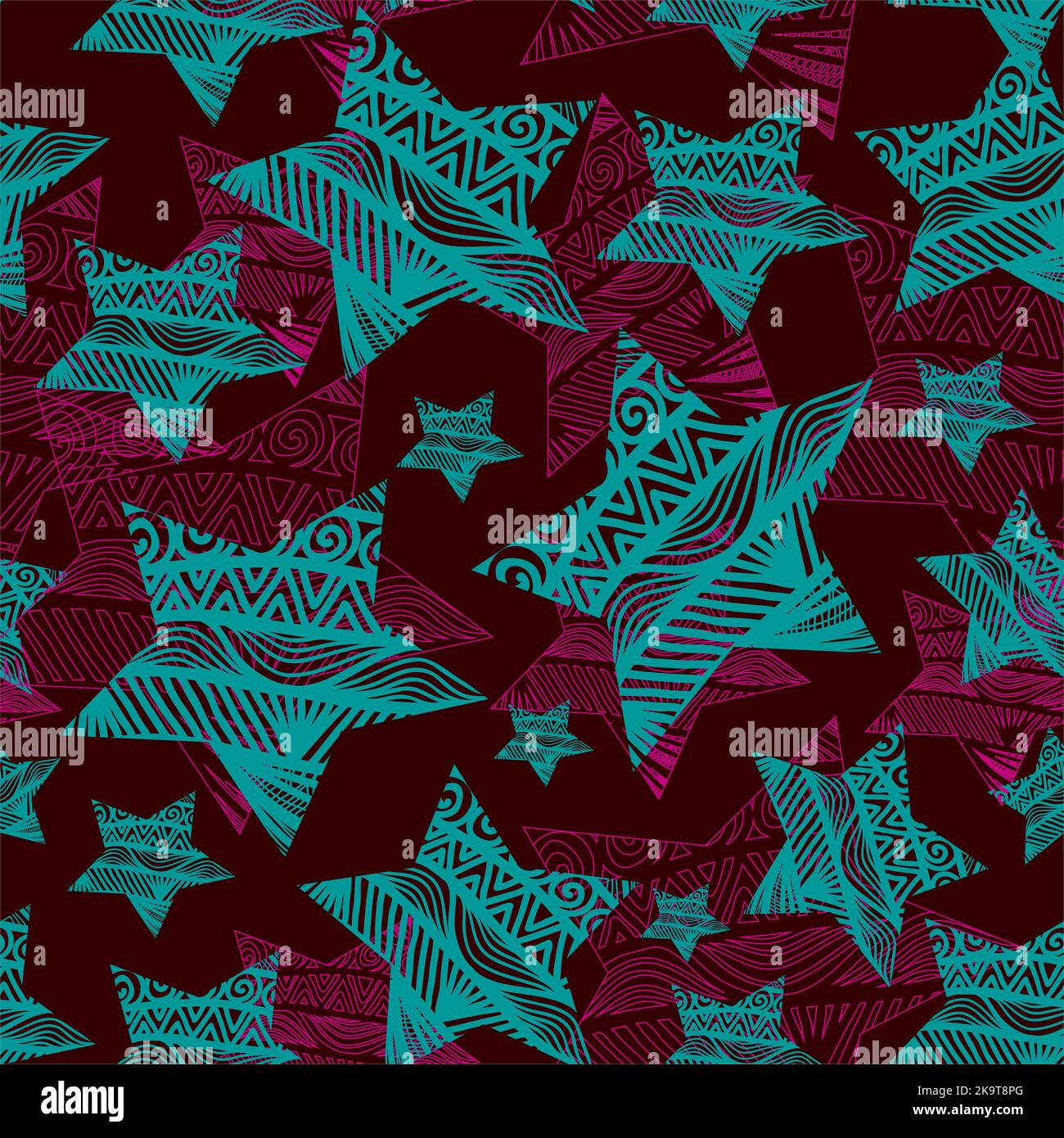 Set of hand drawn stars. Seamless background. Vector illustration Stock ...