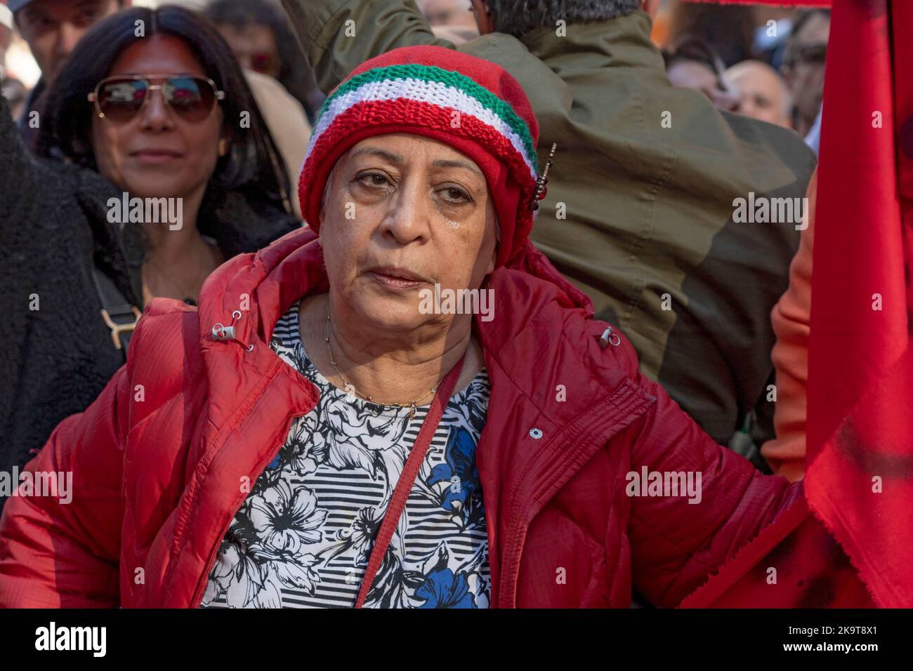 NEW YORK, NEW YORK - OCTOBER 29: Emotional protesters sing during a ...