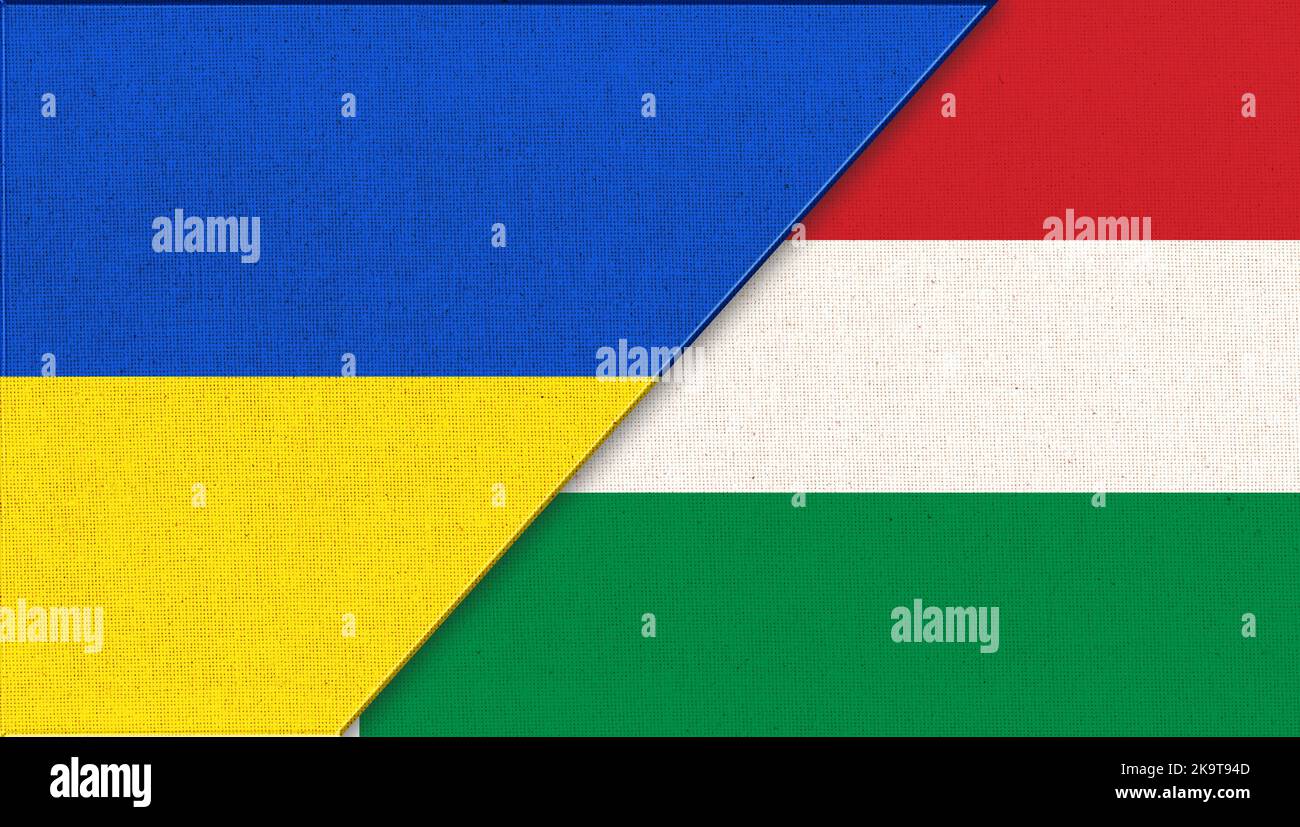 Flag of Ukraine and Hungary - 3D illustration. Two Flags Together ...