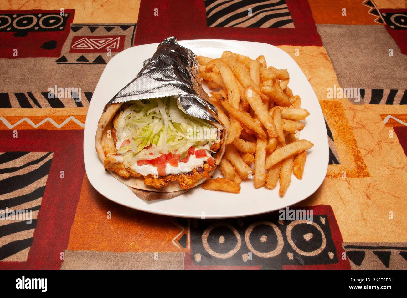 Delicious Greek cuisine known as the grilled chicken gyro Stock Photo ...