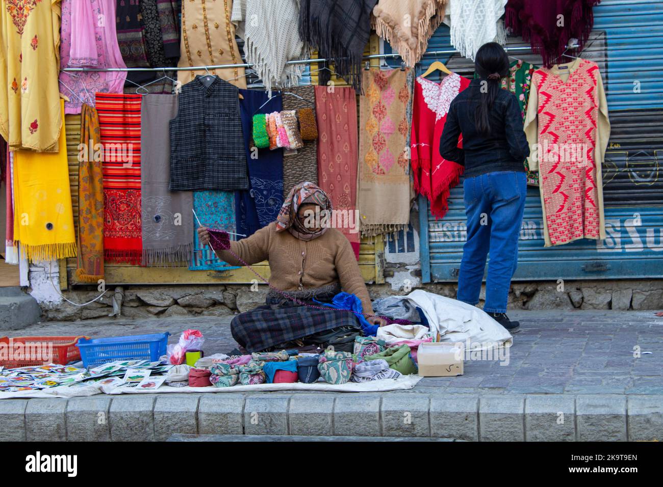 leh market, street market of leh ladakh Stock Photo - Alamy