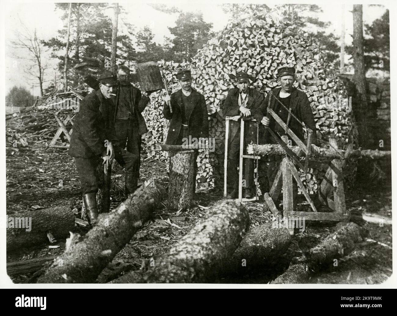 Station men in wood work Stock Photo - Alamy