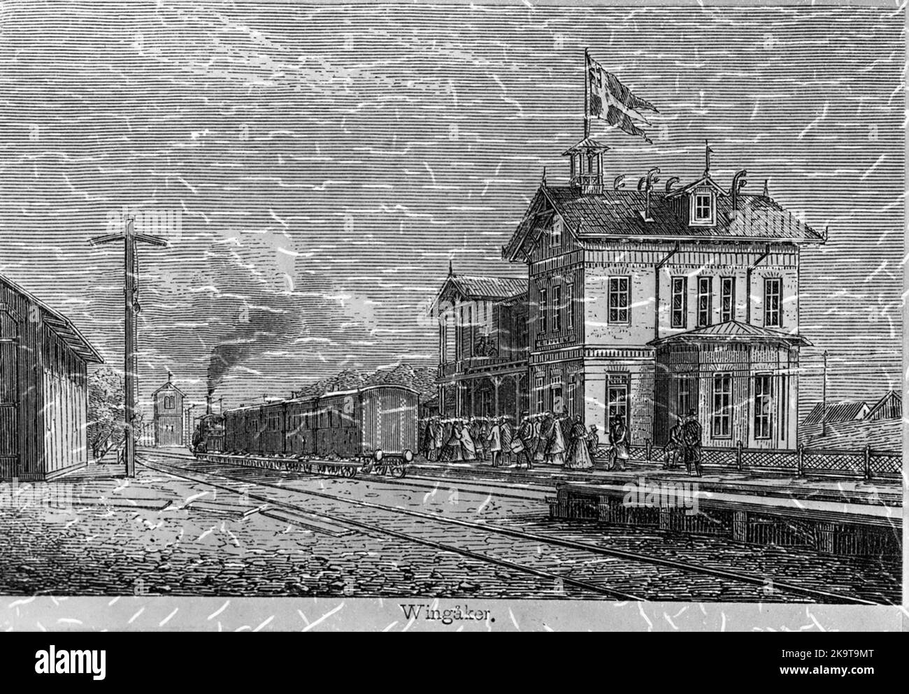 Vingåker station from Svea drawing Stock Photo - Alamy