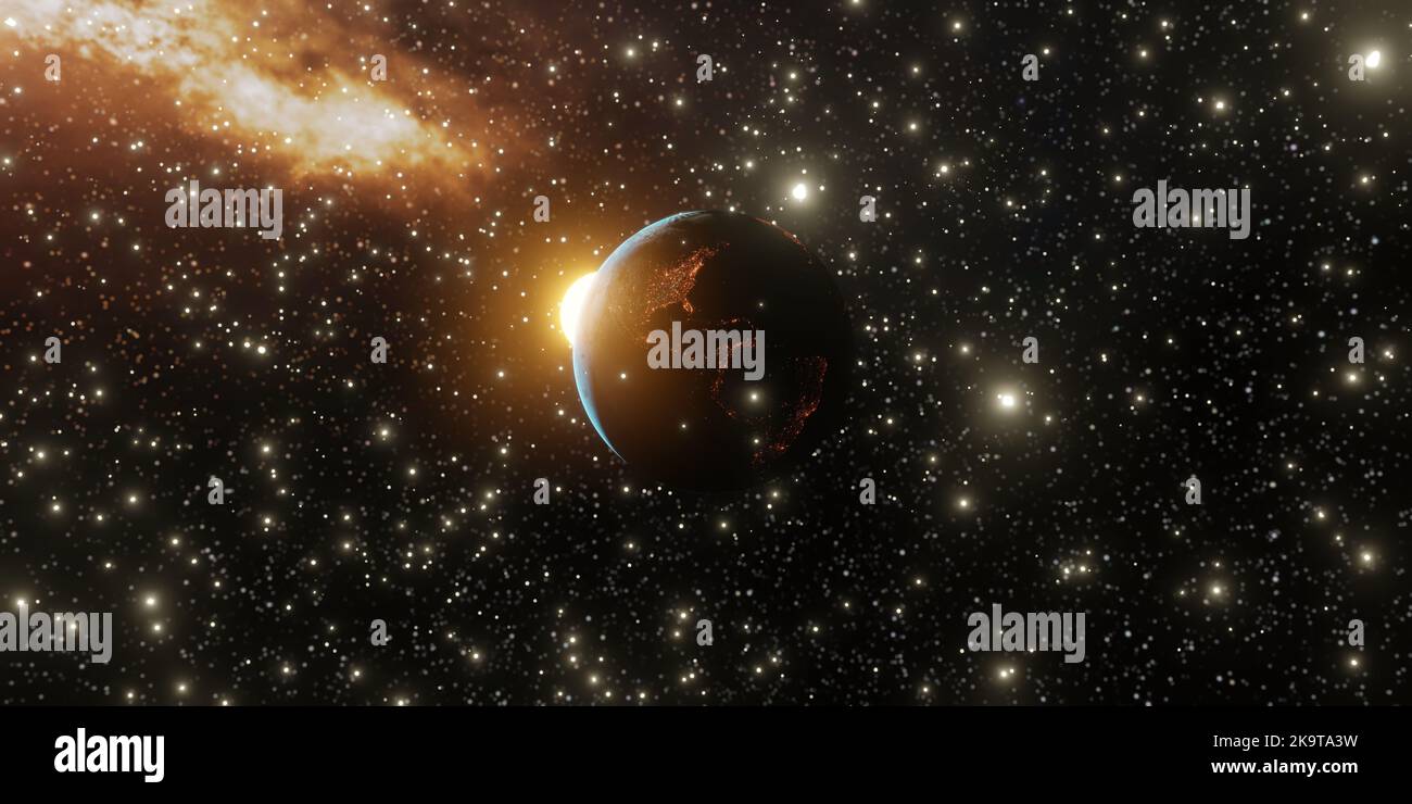 Panoramic view of planet Earth with copy space. Planet Earth with ...