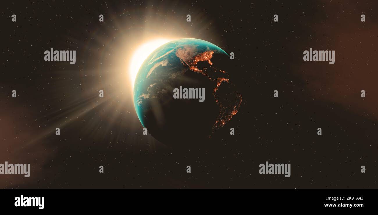 Panoramic view of planet Earth with copy space. Planet Earth with ...