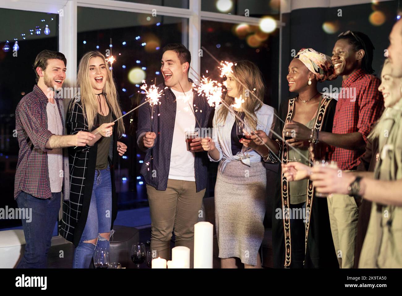 Where the parties at. a group of friends having fun at a nightclub ...