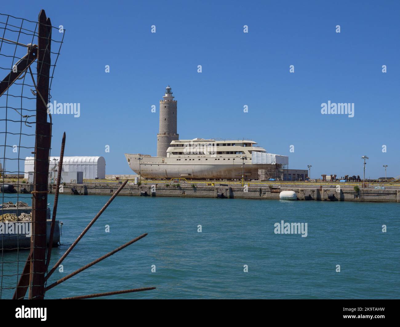 View of a Ship Under Construction in the Outdoor Shipyard Stock Photo ...