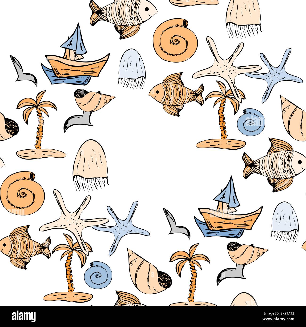 Seamless pattern shells summer Cut Out Stock Images & Pictures - Alamy