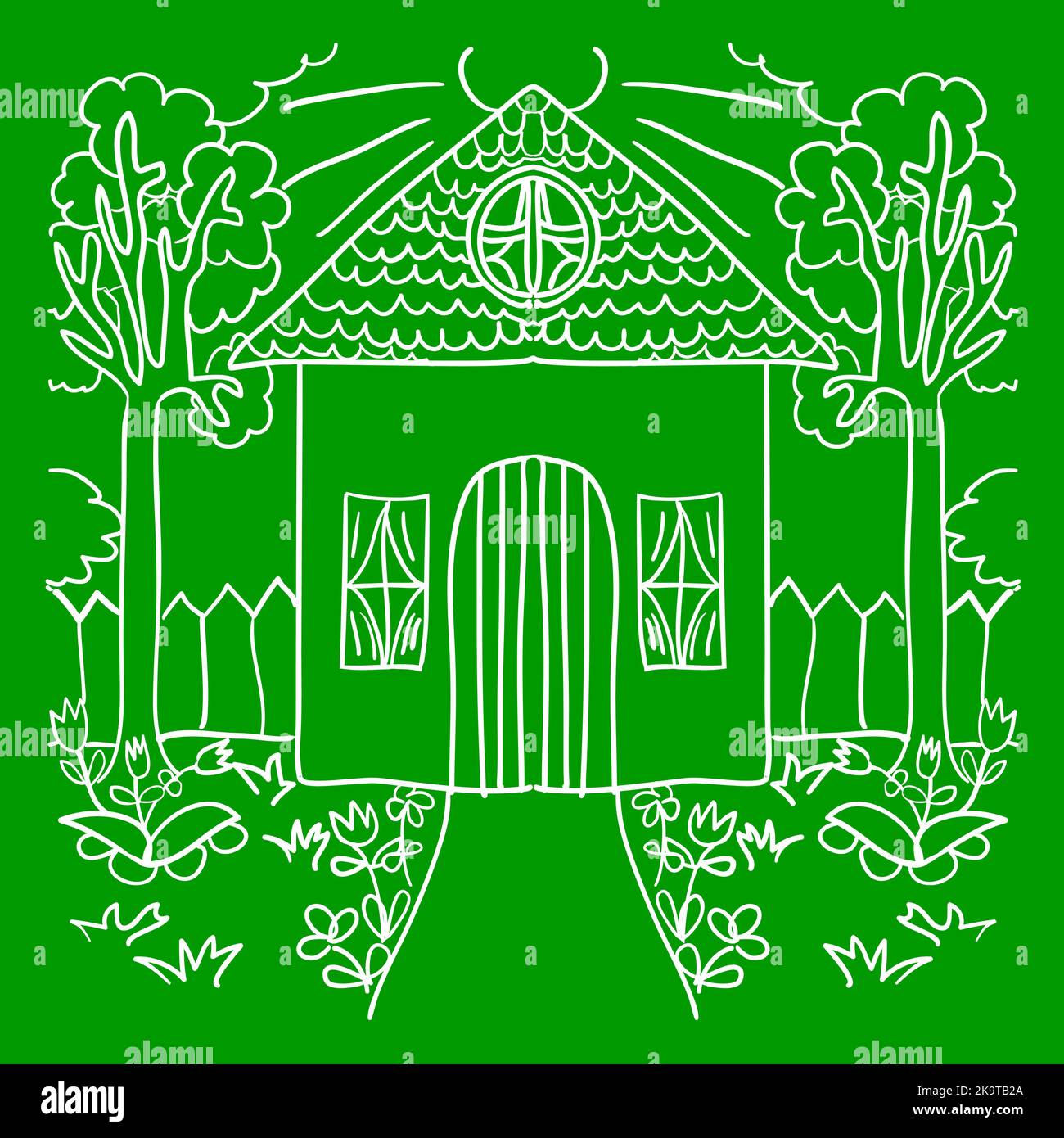 White hand drawn house silhouette on white background Stock Vector ...