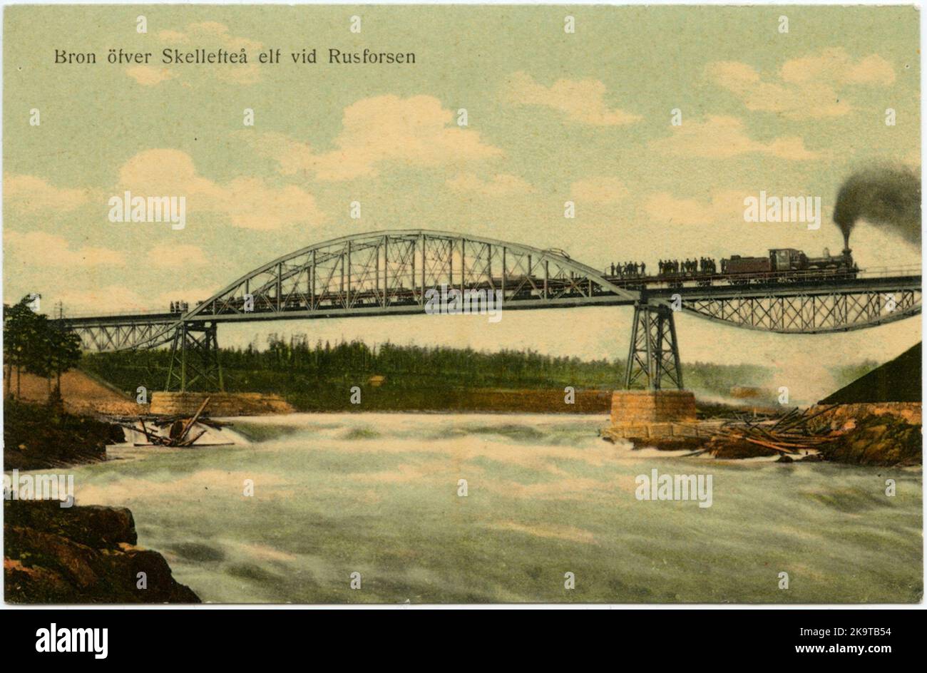 The railway bridge over the Skellefte River at Kusfors on the line ...