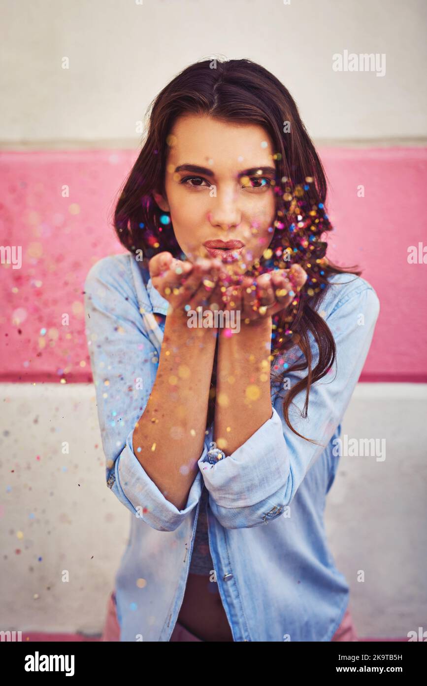 Woman confetti beautiful hi-res stock photography and images - Alamy