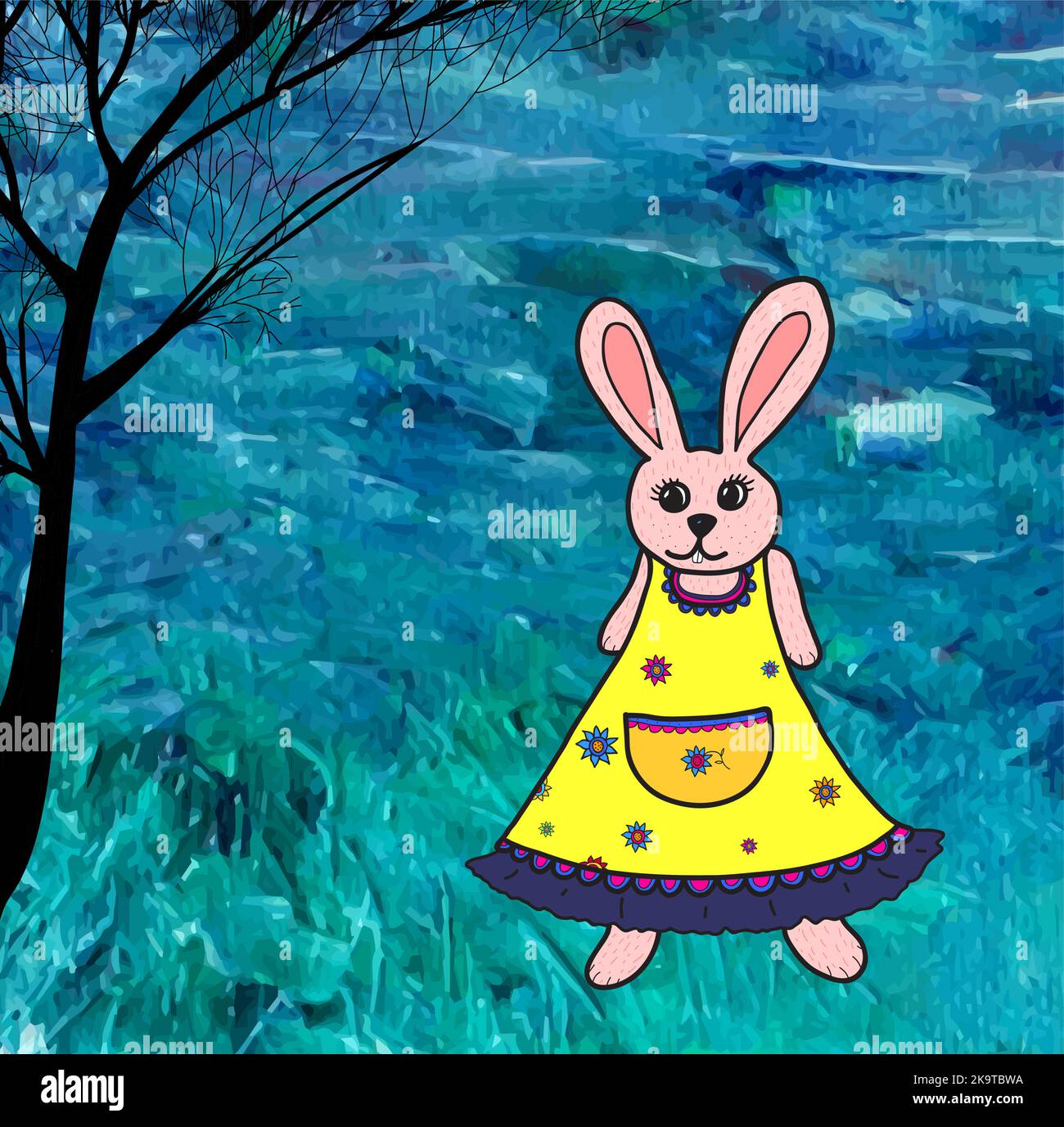 Cute hand drawn cartoon rabbit. Animal illustration Stock Vector Image ...