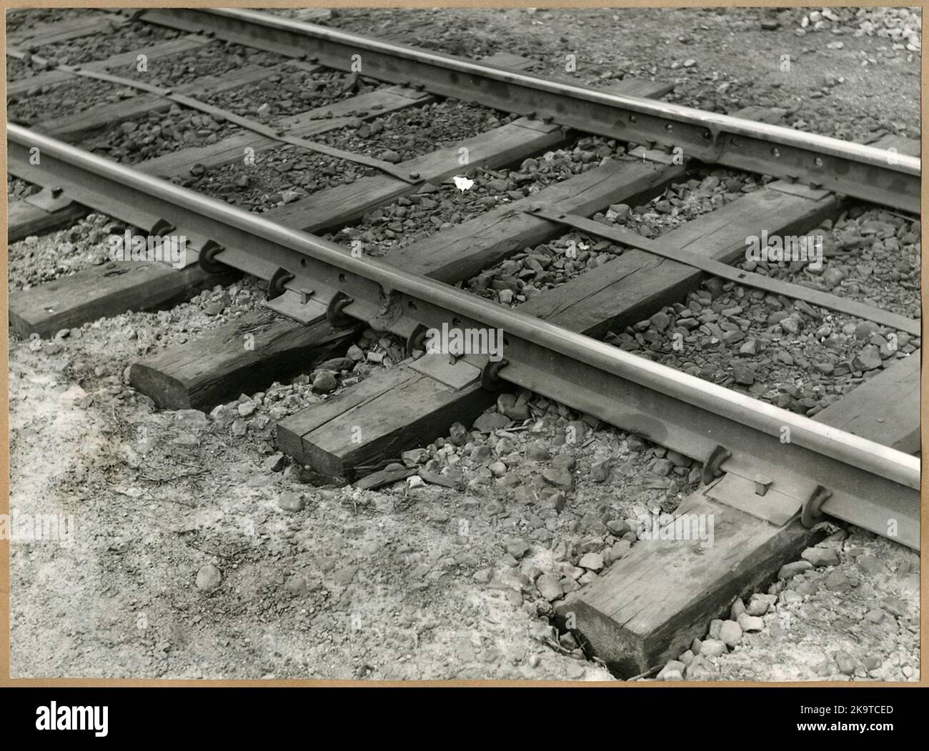 Railway tracks with rail hike obstacles Fair T Stock Photo - Alamy