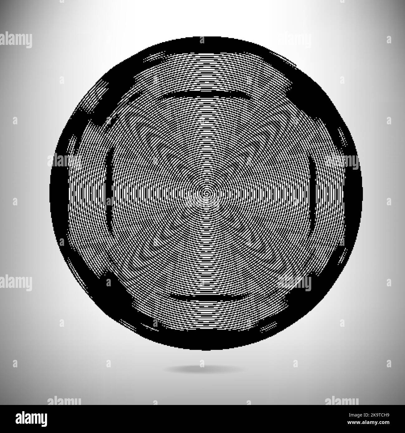 Abstract background in circle of black and white concentric stripes ...
