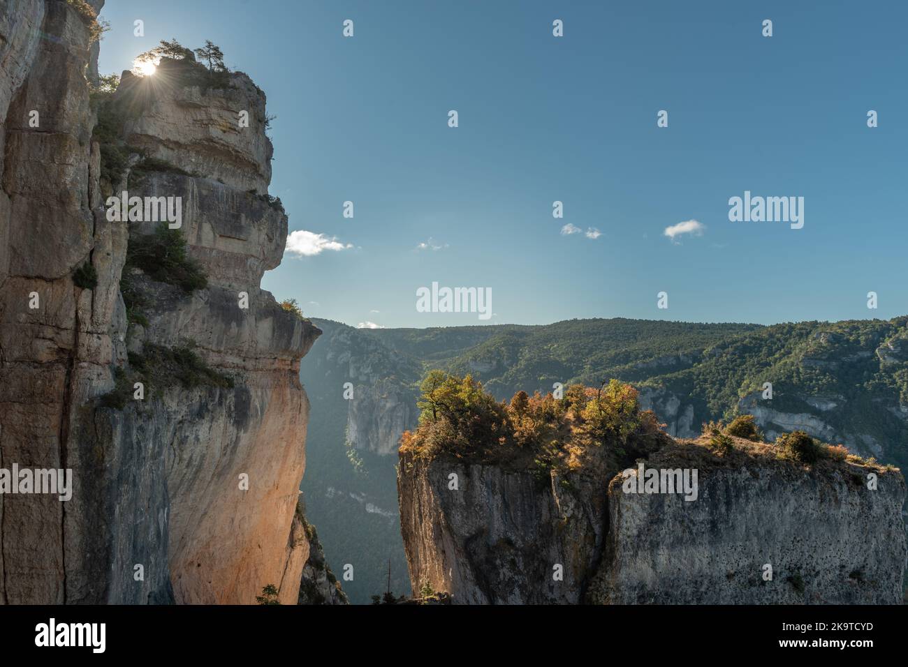 Landscape of a wild and preserved valley, canyon in the Cevennes ...