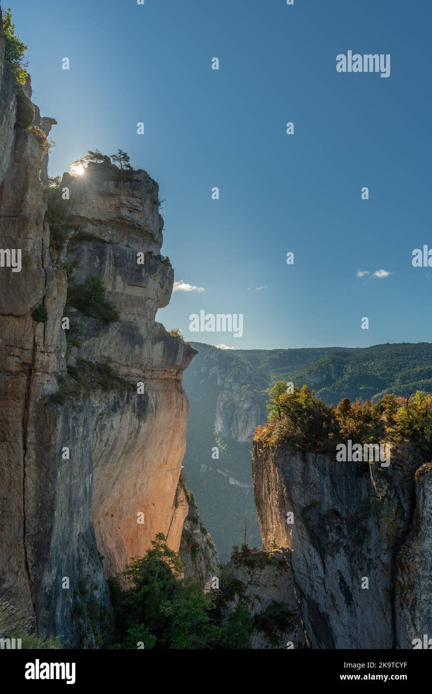 Landscape of a wild and preserved valley, canyon in the Cevennes ...