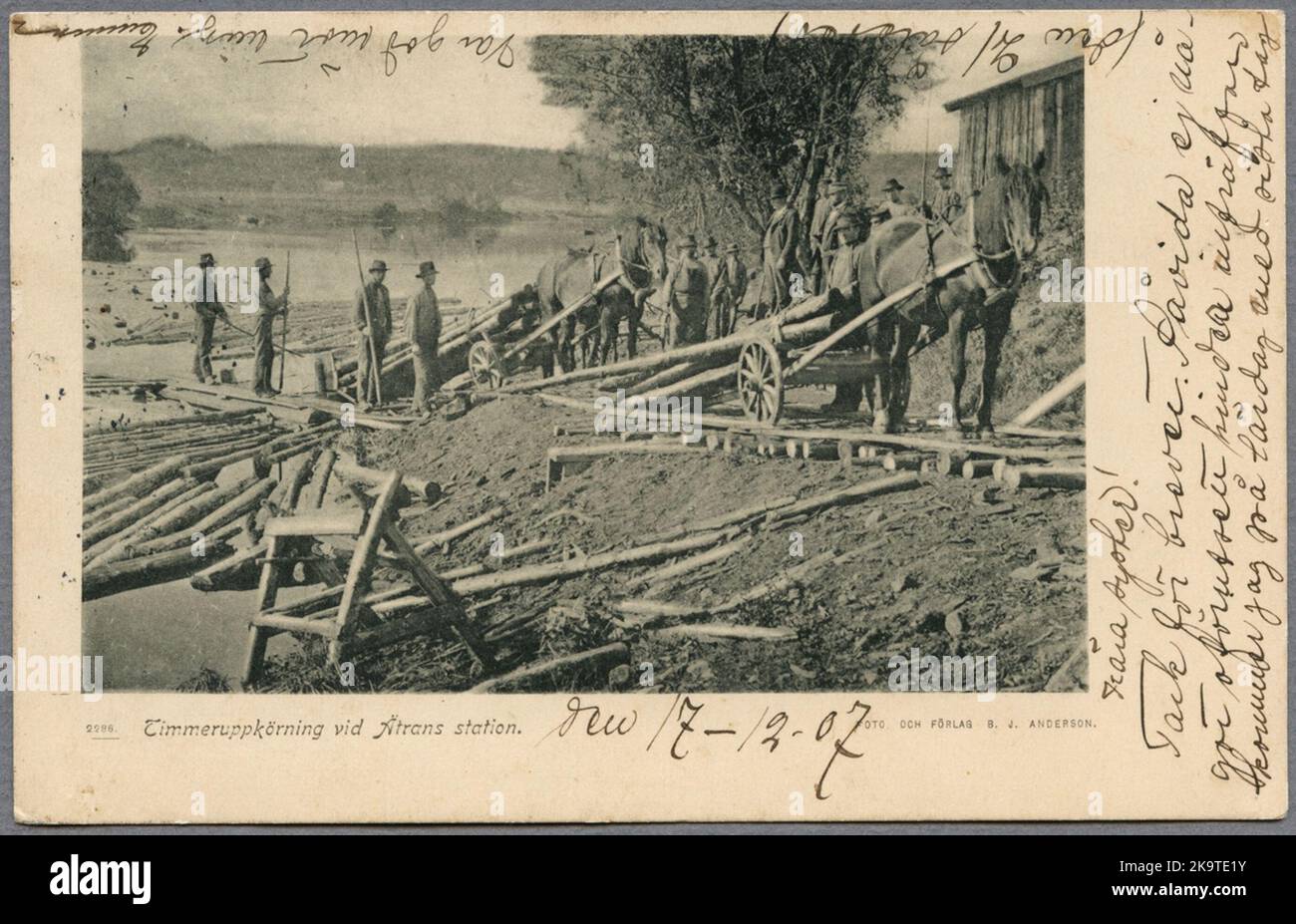 Timber drive at Ätrans station Stock Photo - Alamy