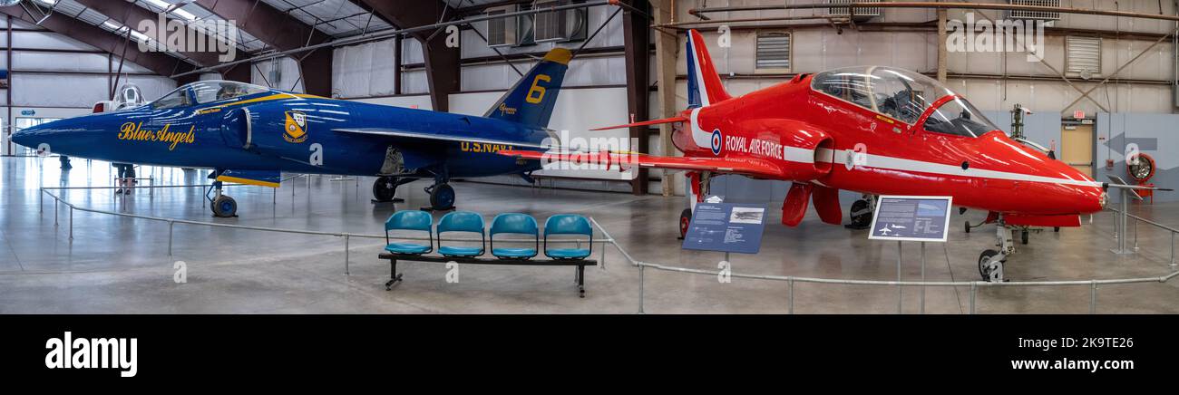 A British Aerospace Hawk T1A and a Blue Angels F-11 Grumman Tiger on ...
