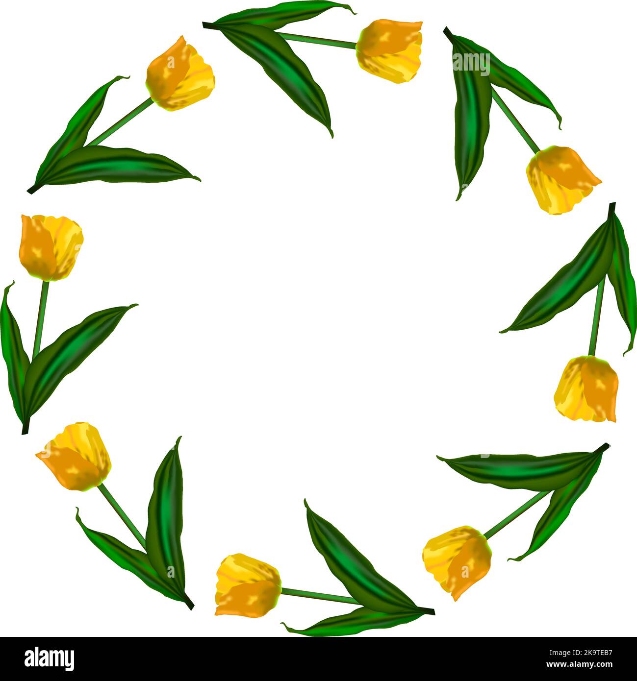 Bright wreath of spring tulip flowers. Element for design Stock Vector ...