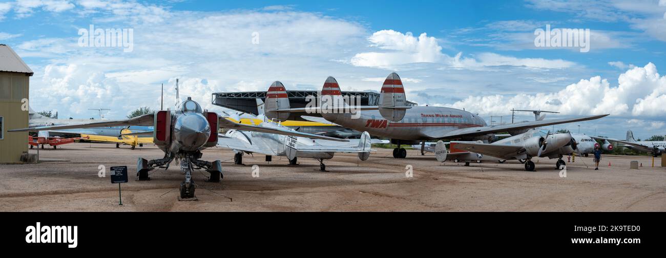 A panorama of several aircraft on display at the Pima Air and Space ...