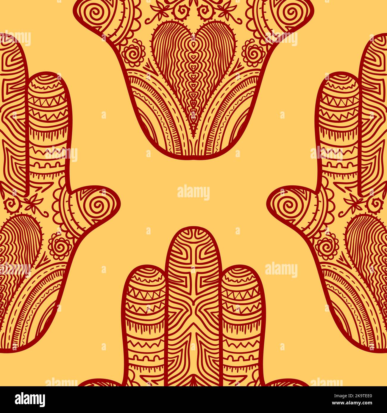 Hamsa with abstract ornaments, hand of Fatima, vector illustration ...