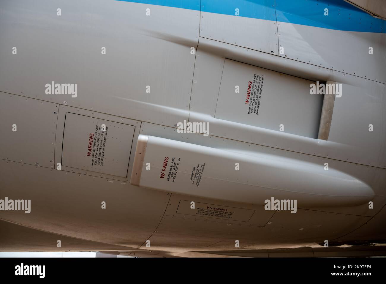 Three warning panels from the rear of a Boeing 787 Stock Photo - Alamy
