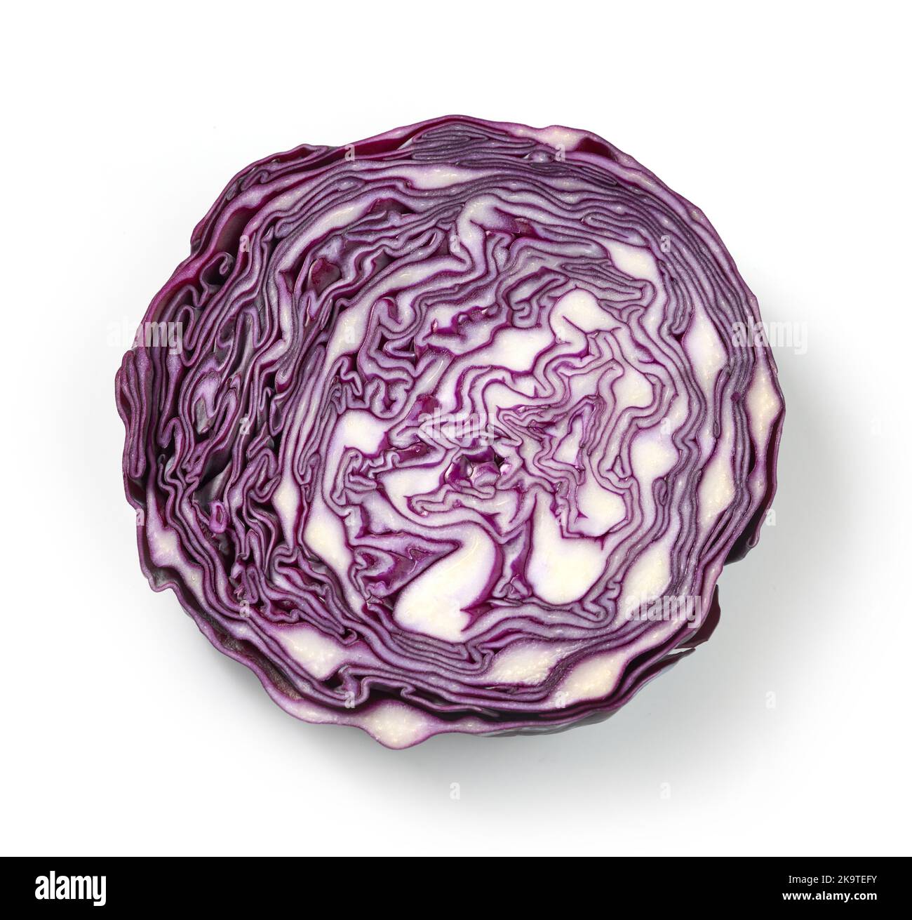 fresh raw red cabbage slice isolated on white background, top view ...