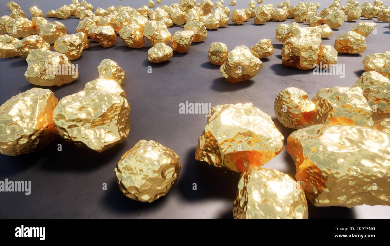 Gold stones rocks design intro business on black surface 3d style 3d ...