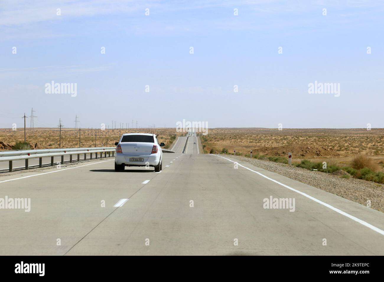 A-380 highway, Kyzylkum Desert, Karakalpakstan Autonomous Republic ...